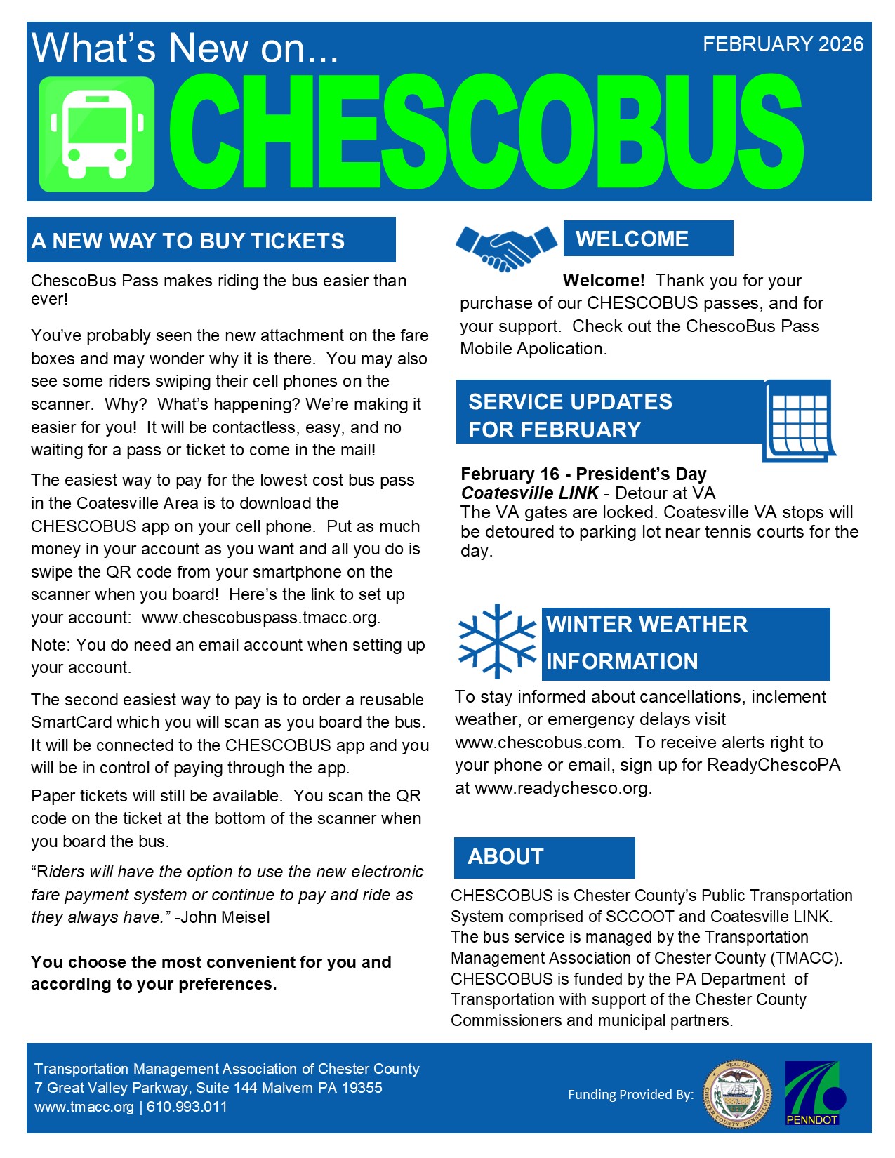What’s New On ChescoBus – February – Avondale Borough
